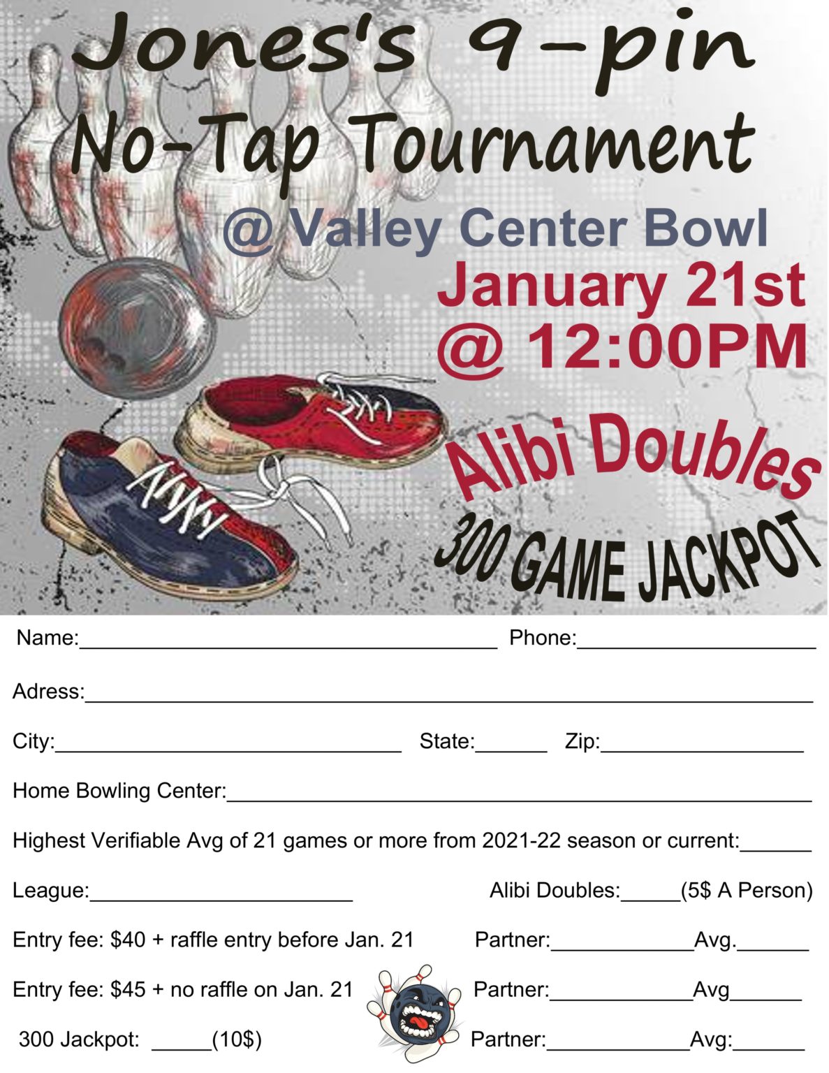 Jones's 9-Pin No-Tap Tournament - Bowling Alley Salinas, California