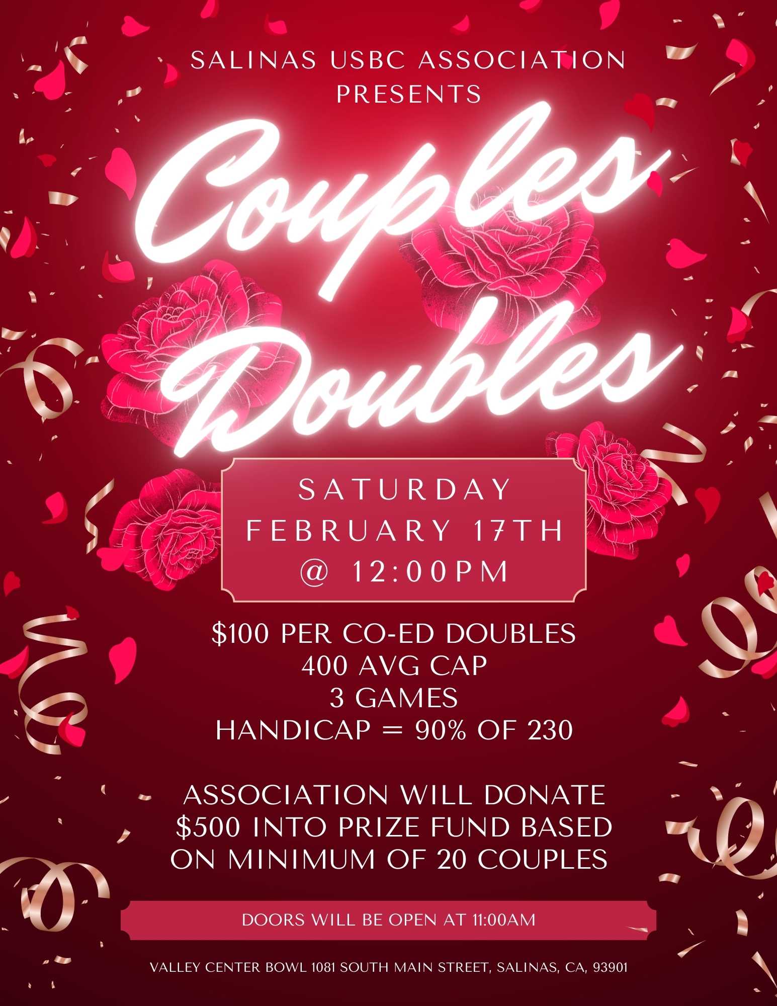 Couples Doubles Tournament - Bowling Alley Salinas, California